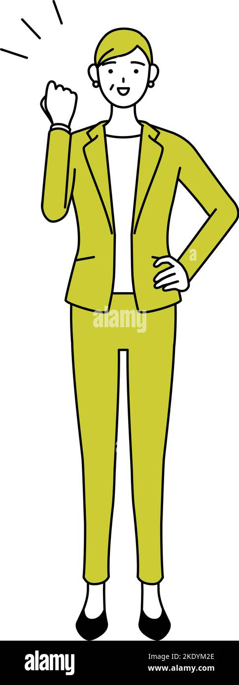 Simple line drawing illustration of a Senior woman in suit,female ...