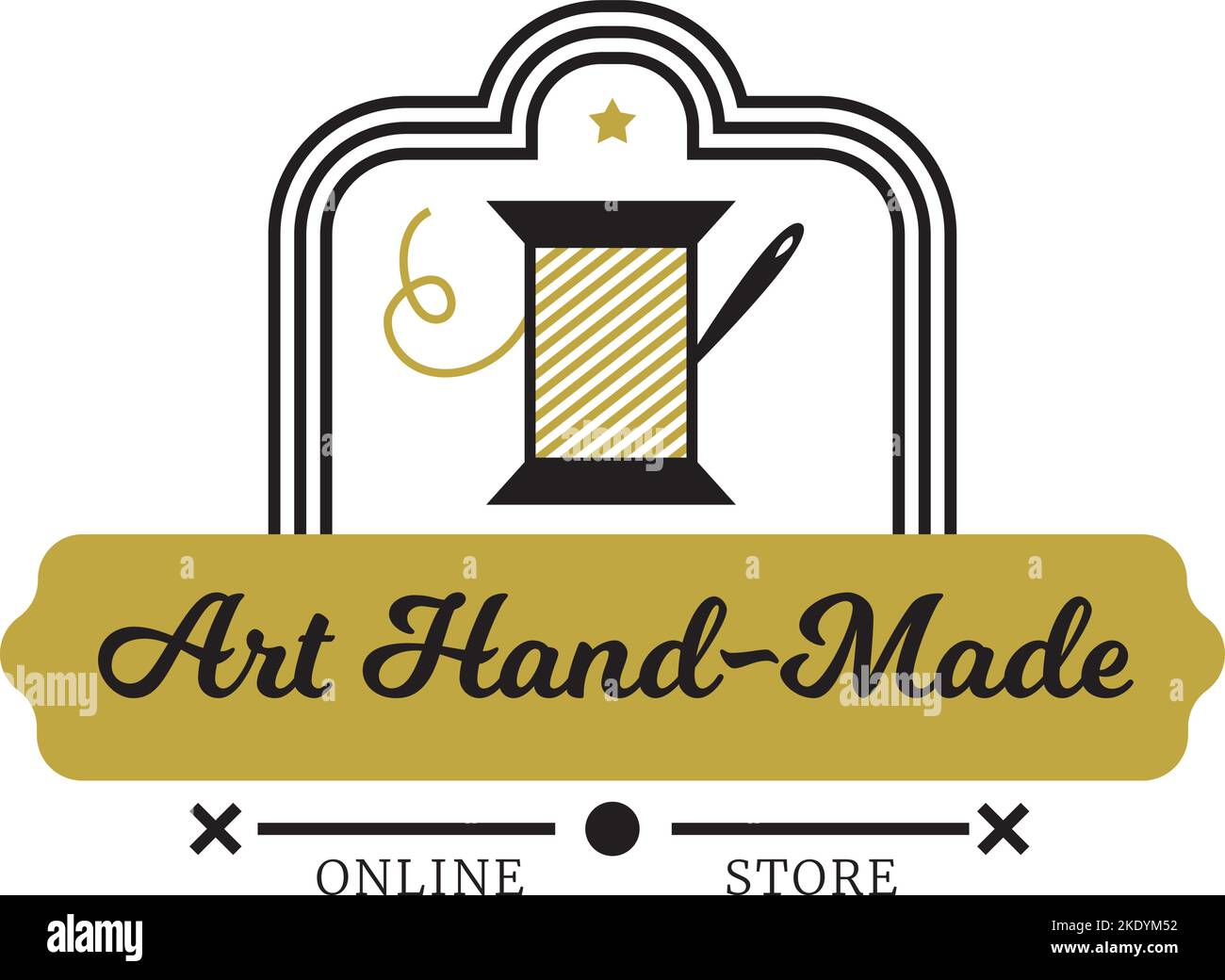A creative handmade art shop logo design in black and golden colors ...