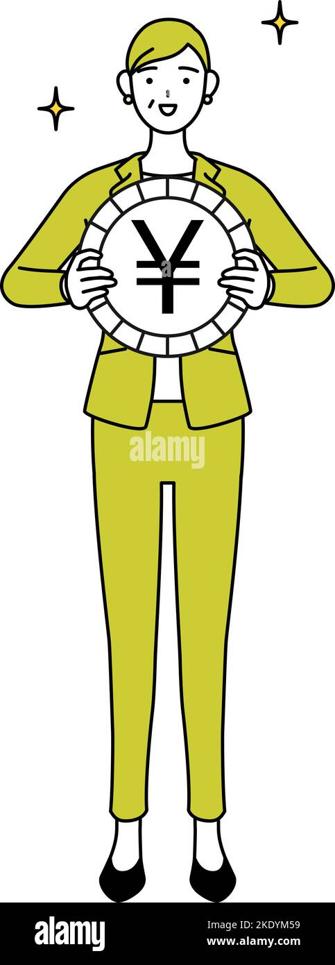 Simple line drawing illustration of a Senior woman in suit,female ...
