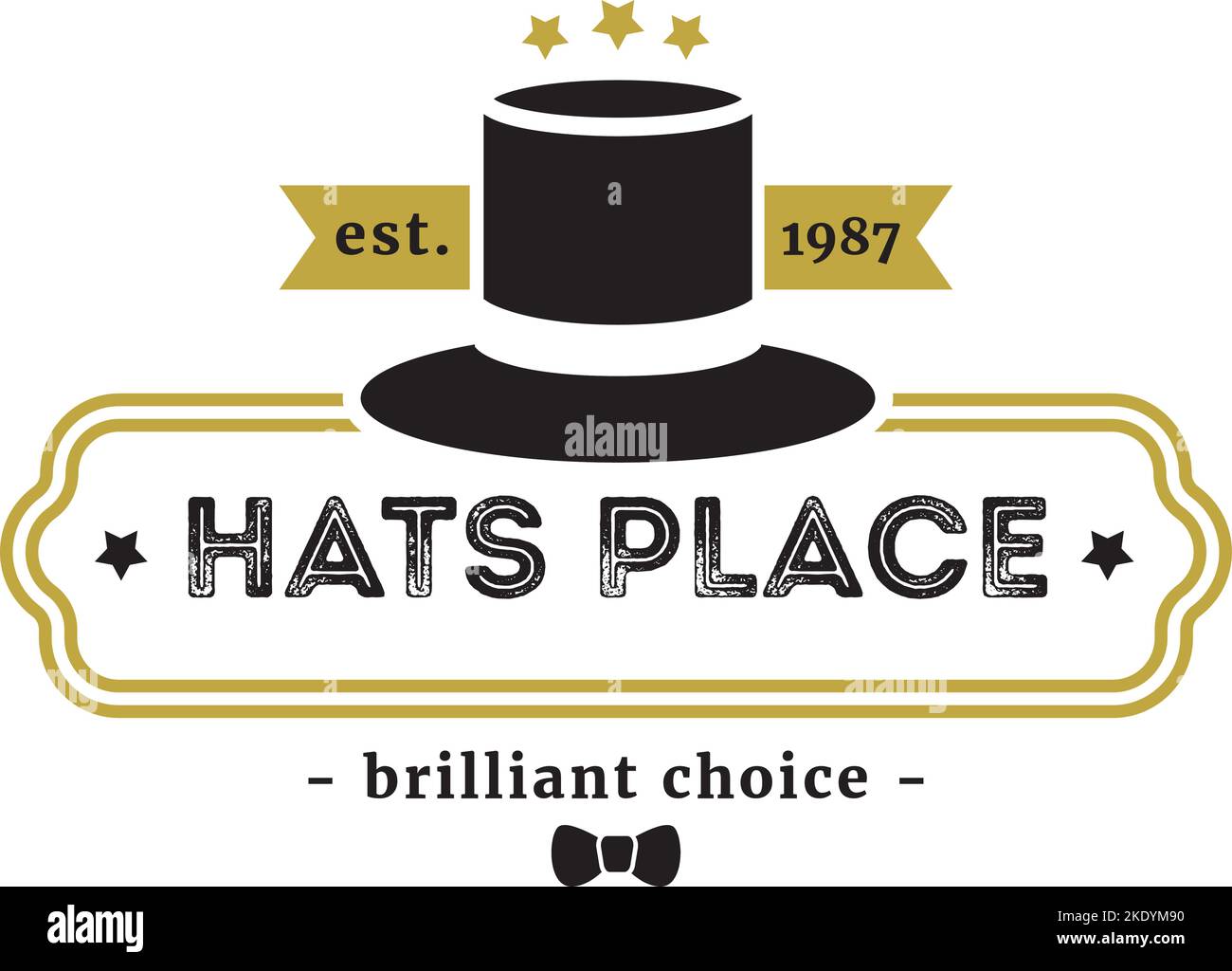 A creative hats' shop logo design in black and golden colors Stock ...