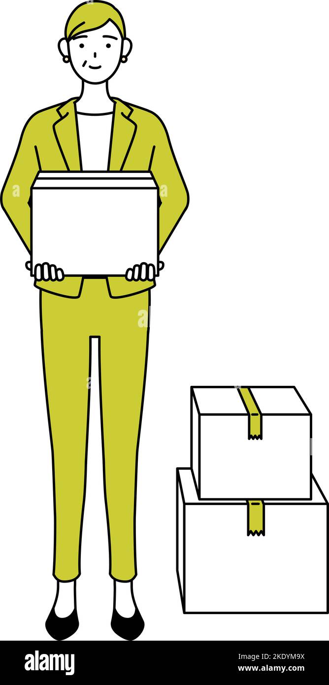 Simple line drawing illustration of a Senior woman in suit,female ...