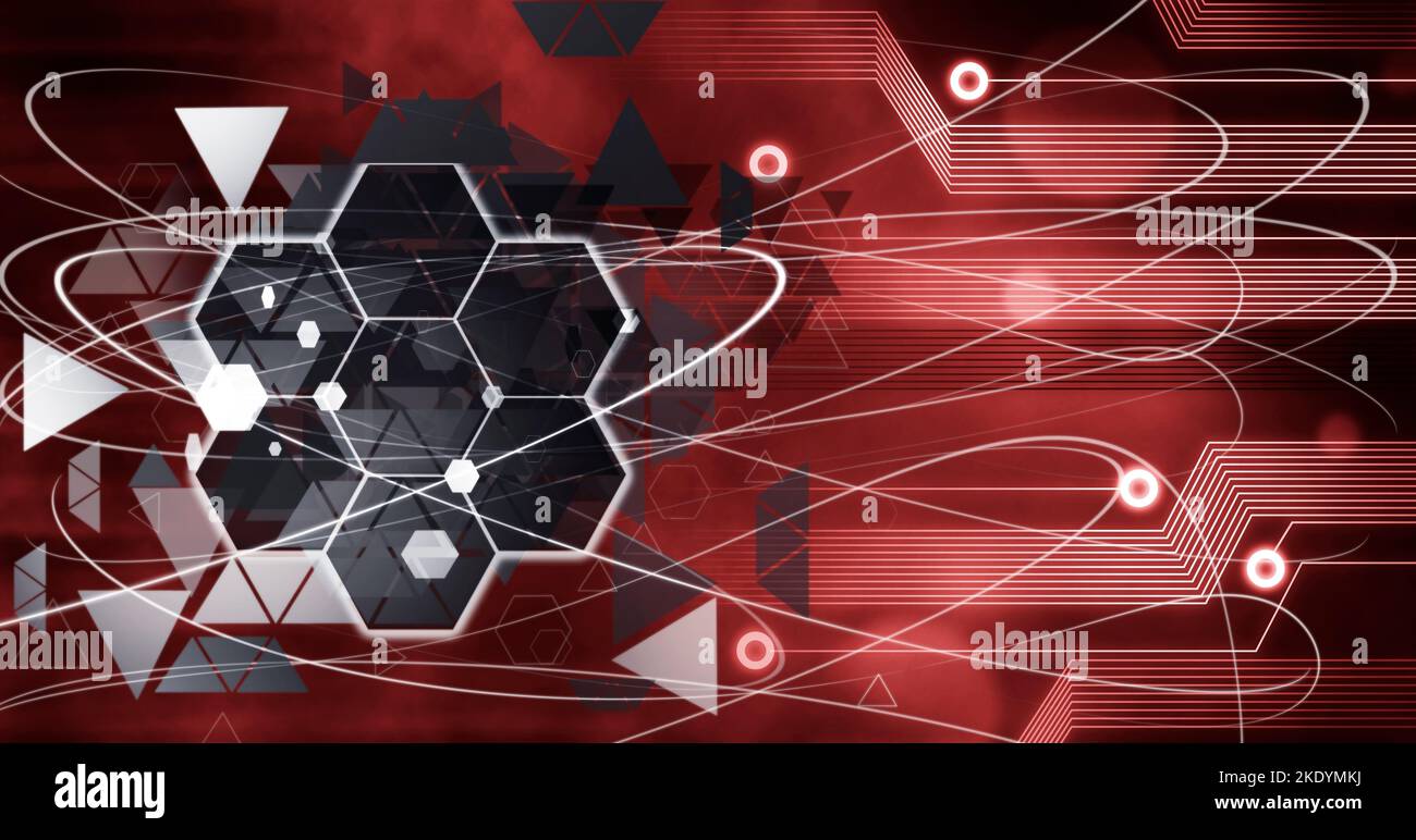 A red technology background with triangles and lines Stock Photo - Alamy