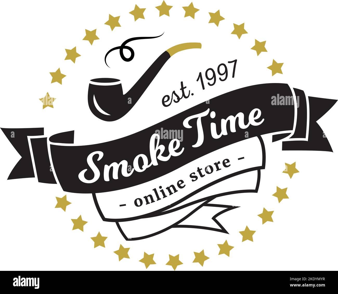 A creative smoke online shop logo design in black and golden colors ...