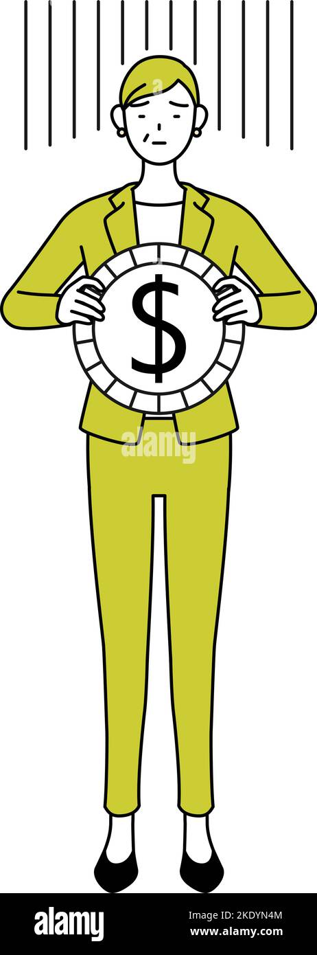 Simple line drawing illustration of a Senior woman in suit,female ...