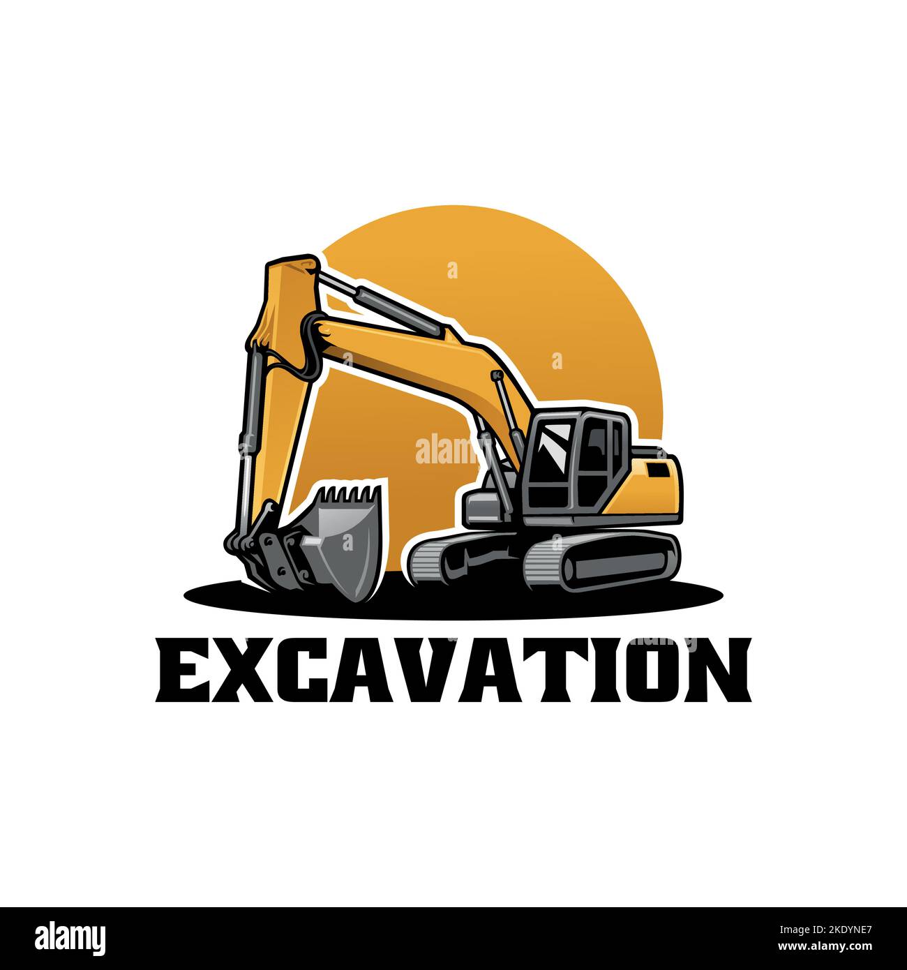 A vector illustration of an excavator on a white background for a logo ...