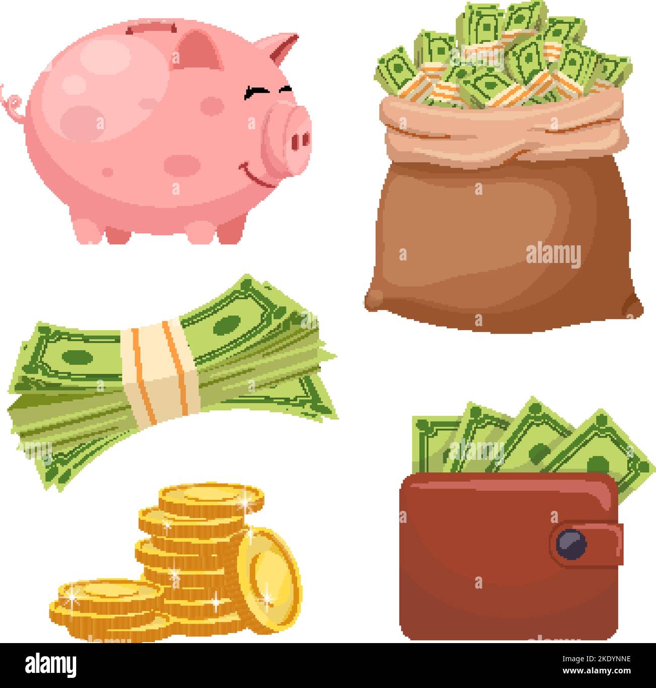 money finance set cartoon vector illustration Stock Vector Image & Art ...