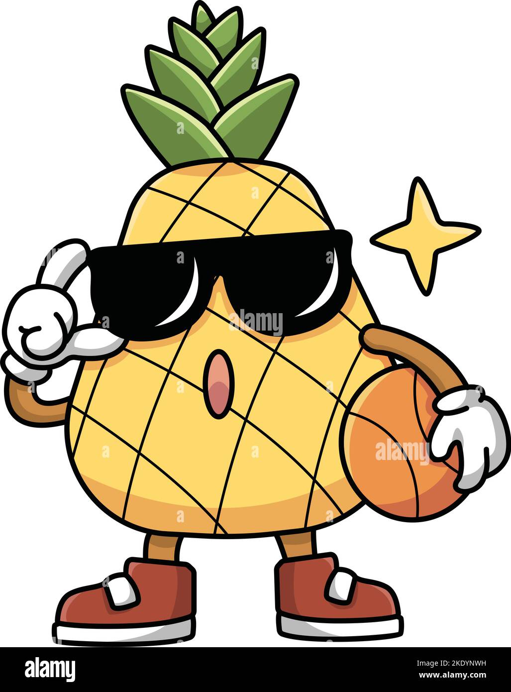 A cool pinapple baller cartoon isolated on a white background Stock ...
