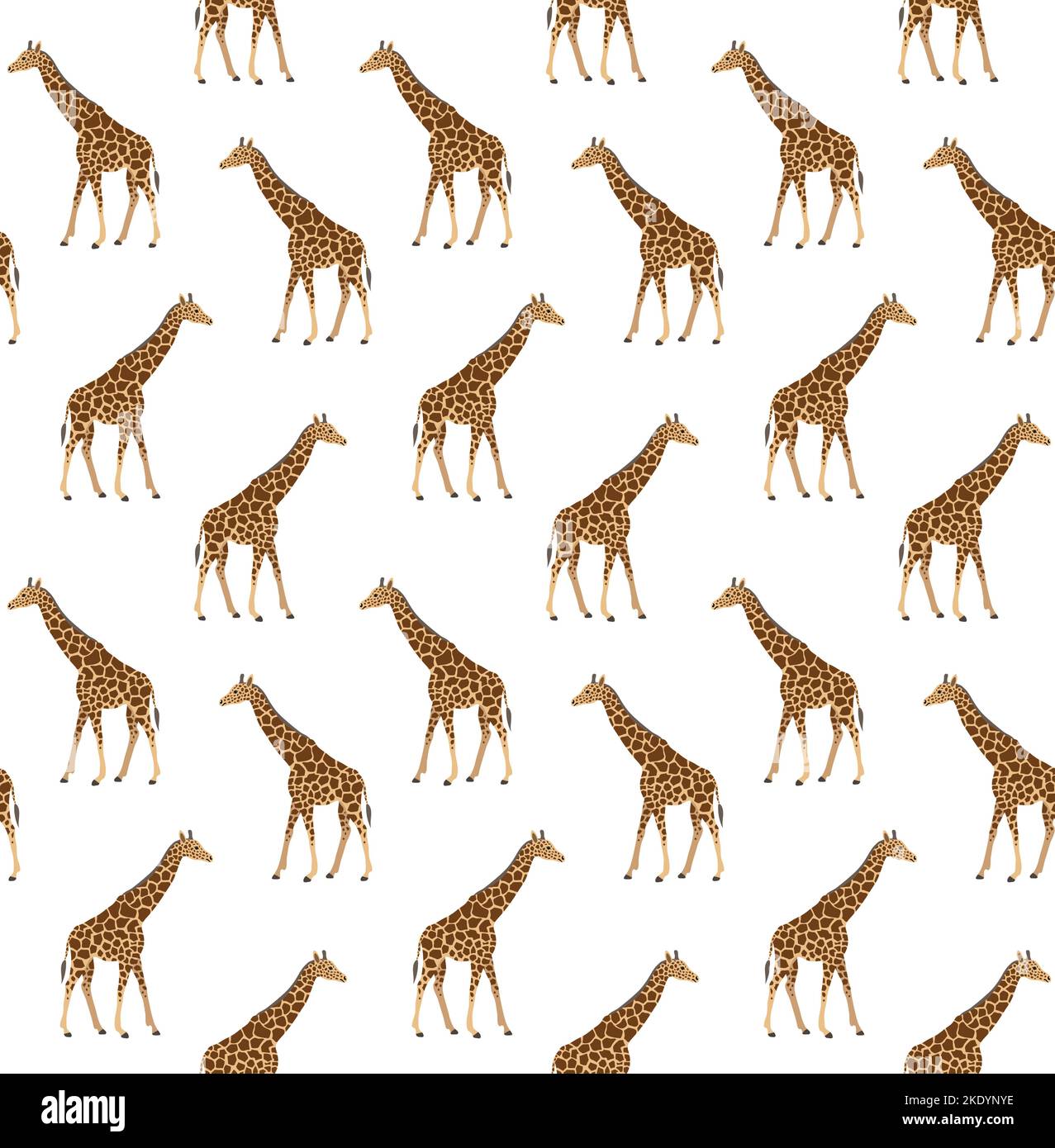 Vector seamless pattern of flat hand drawn giraffe isolated on white ...