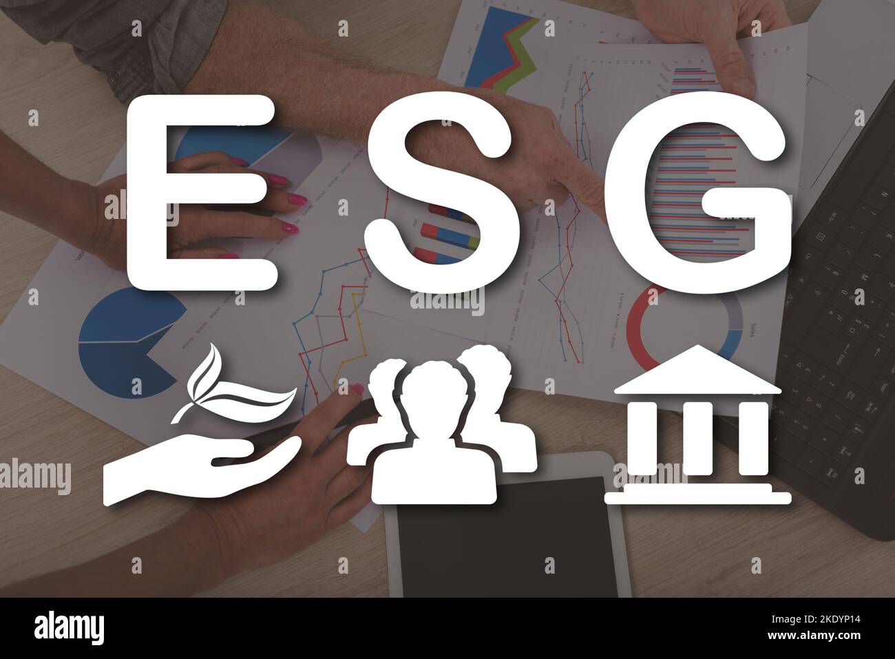 Esg concept illustrated by a picture on background Stock Photo - Alamy