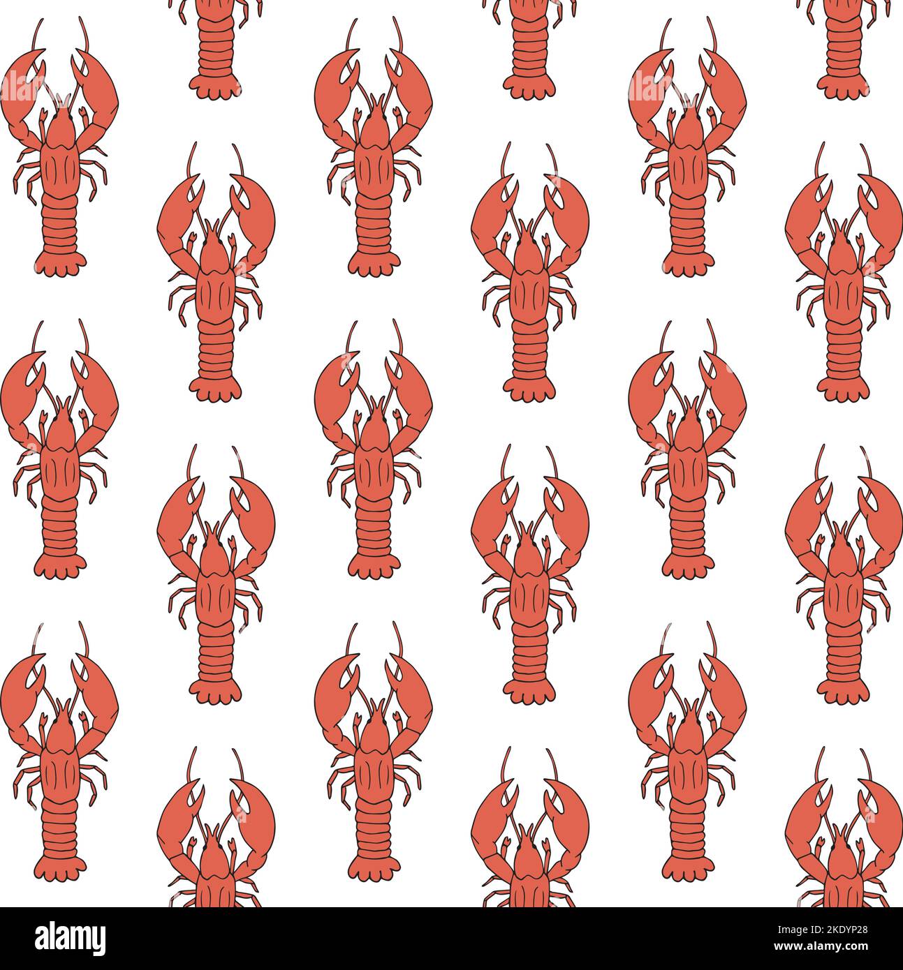 Vector seamless pattern of hand drawn doodle sketch colored lobster ...