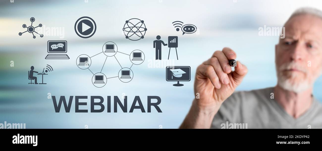 Webinar concept drawn by a man Stock Photo - Alamy