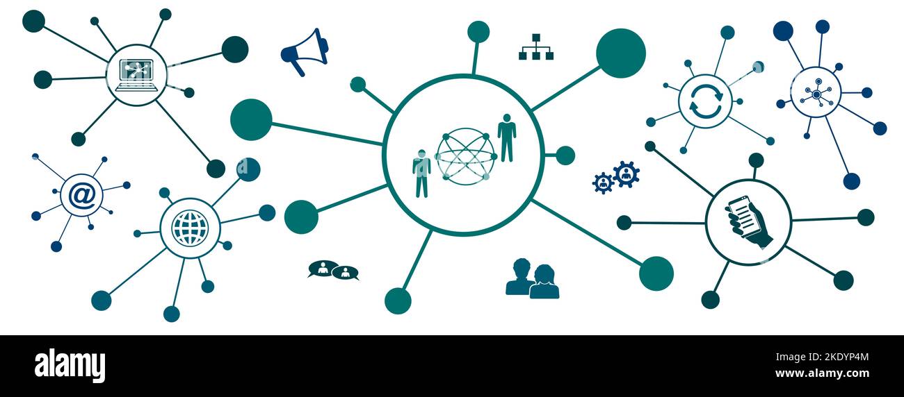 Concept of social web with connected icons Stock Photo - Alamy