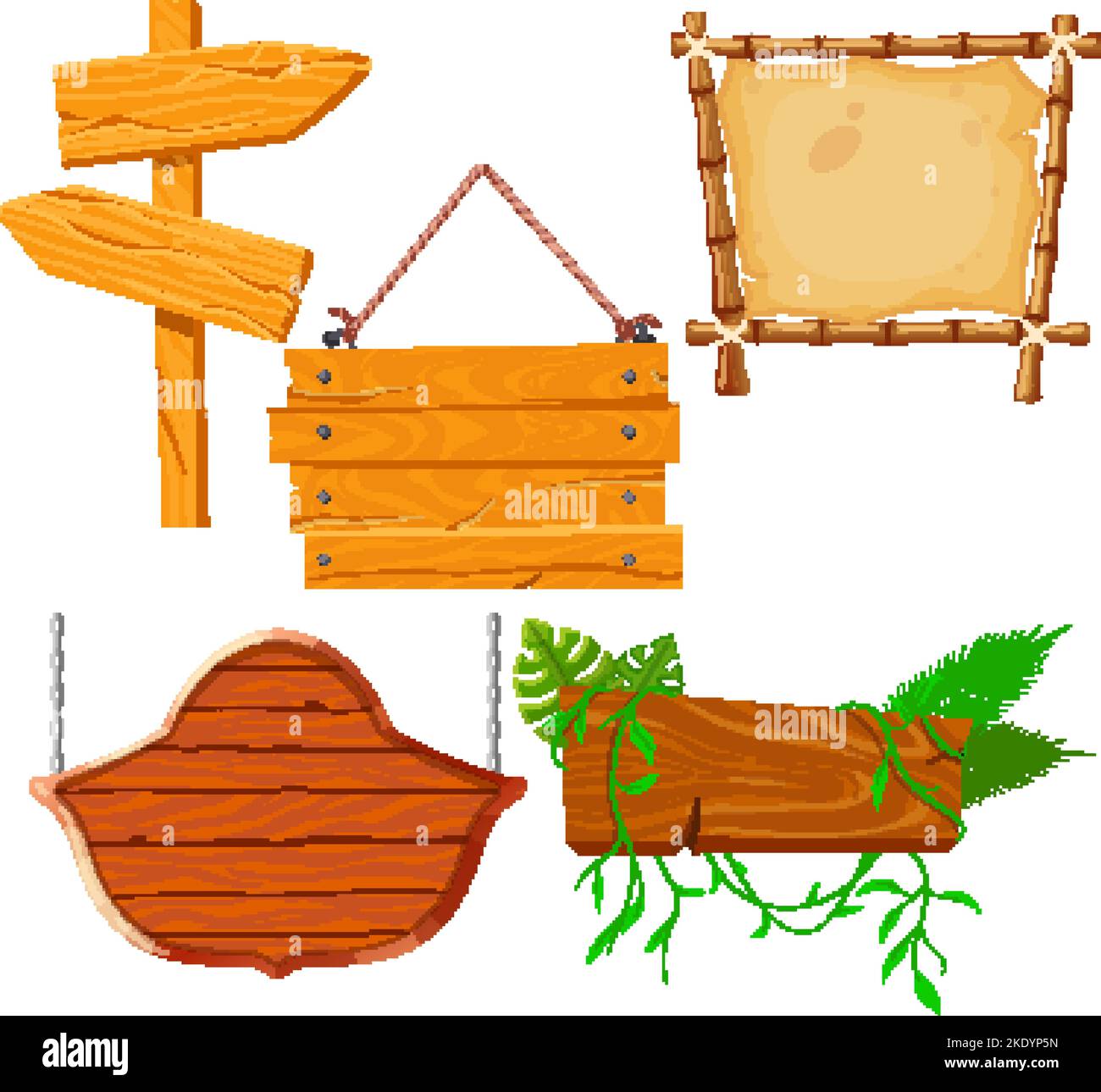 wooden signboard set cartoon vector illustration Stock Vector Image ...