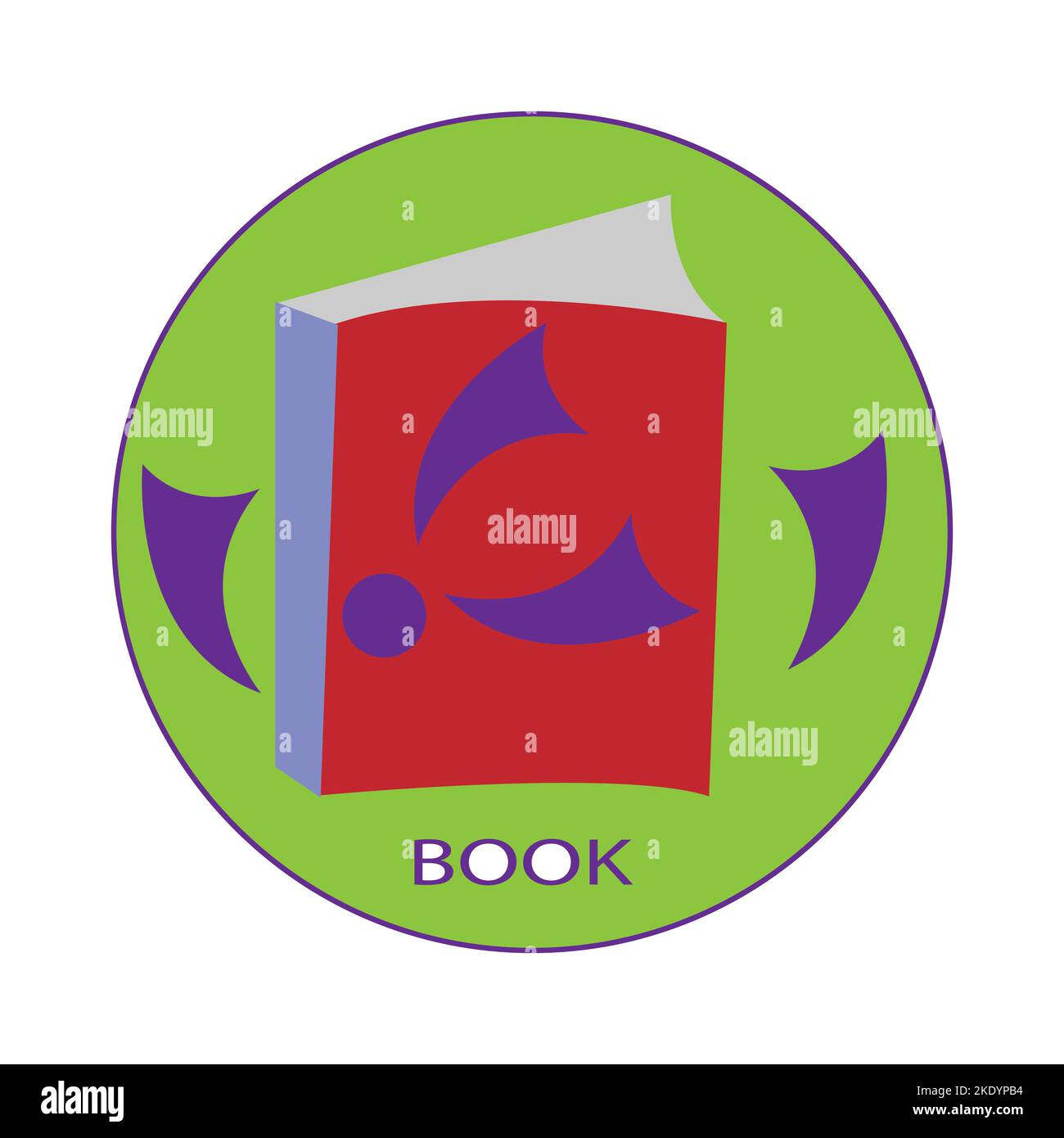 A clipart of a book in a circle on a white background Stock Vector ...