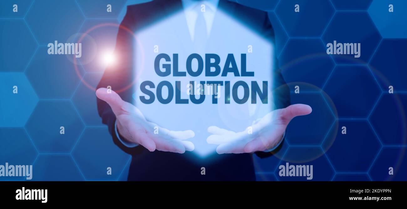 Text sign showing Global Solution, Conceptual photo prototypes that may ...