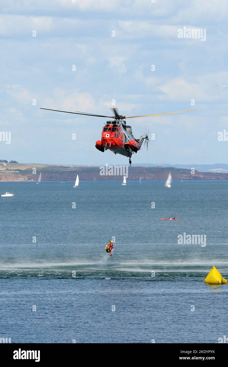 Royal Navy Rescue Sea King Helicopter rescue display Stock Photo - Alamy