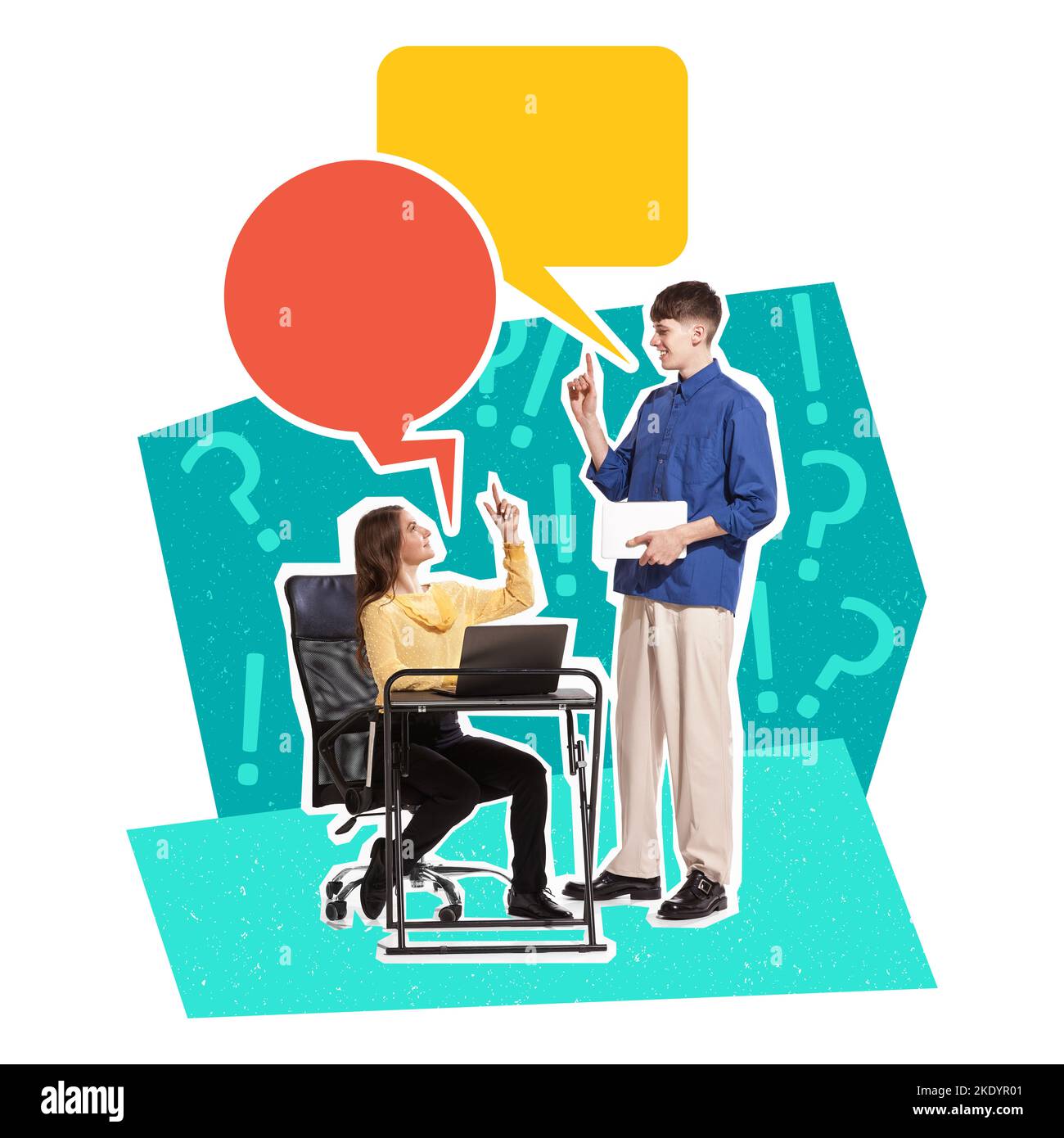 Contemporary art collage. Creative design. Business people, employees ...