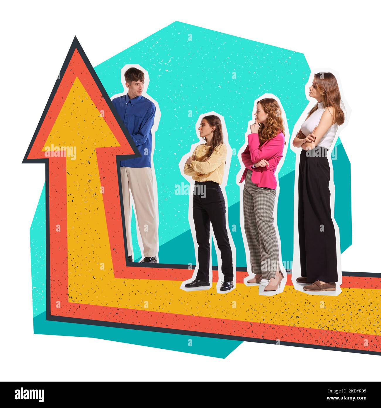 Contemporary art collage. Creative design. Business mentor teaching ...
