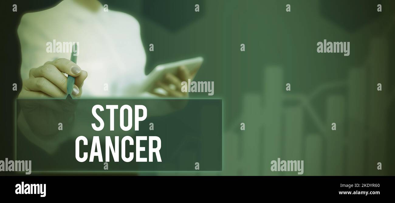 Handwriting text Stop Cancer, Word Written on prevent the uncontrolled ...