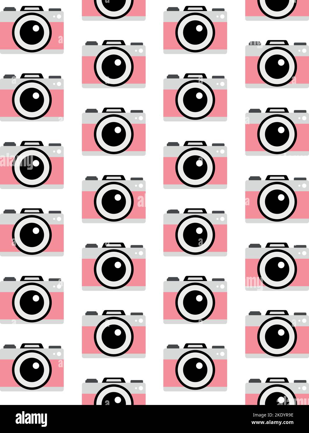 Vector seamless pattern of flat pink photo camera isolated on white ...