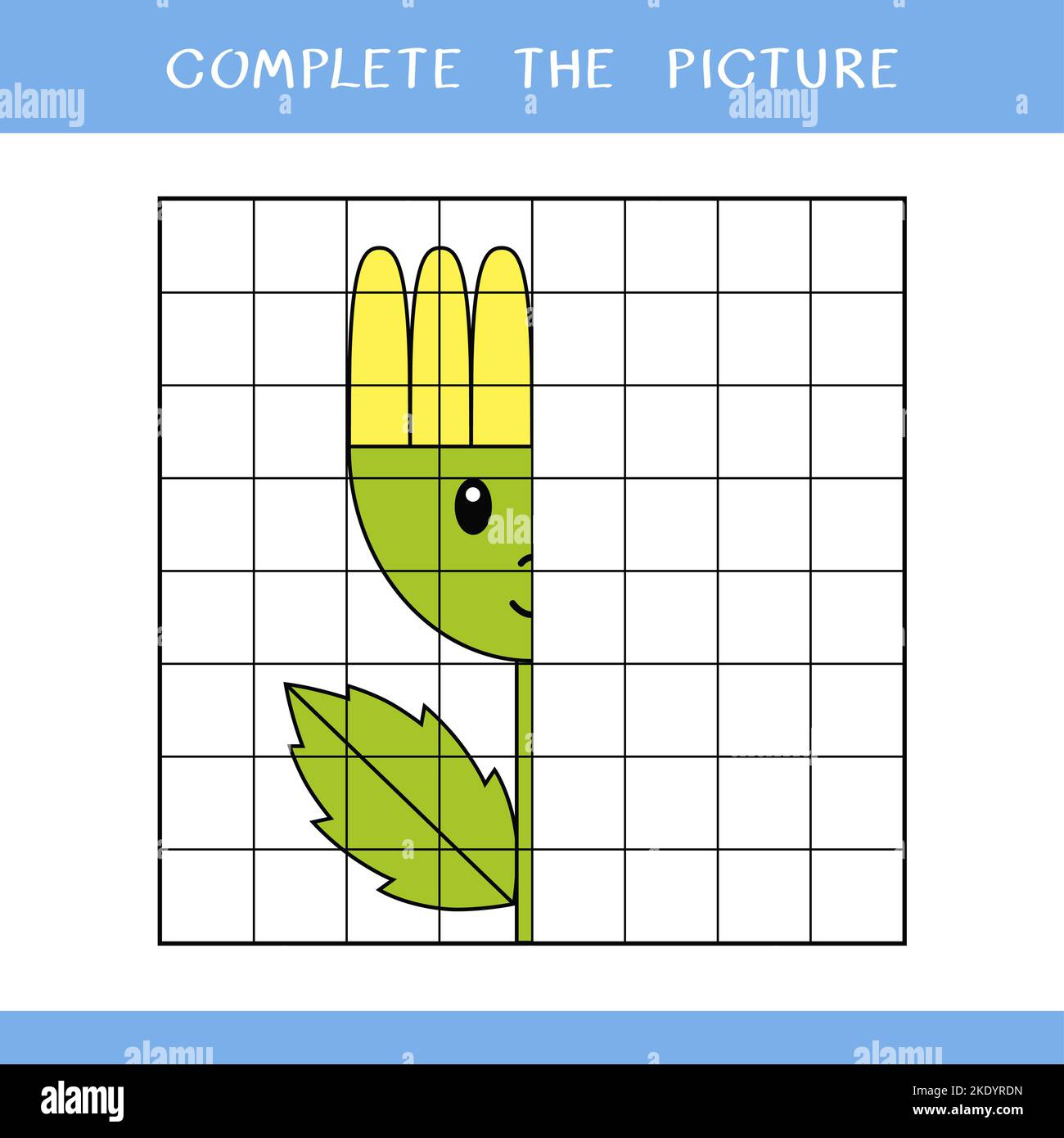Complete the picture. Simple educational game for kids. Cute flower for ...
