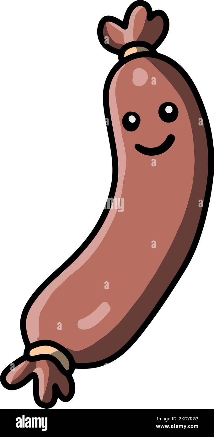 A cute smiling sausage icon isolated on a white background Stock Vector ...
