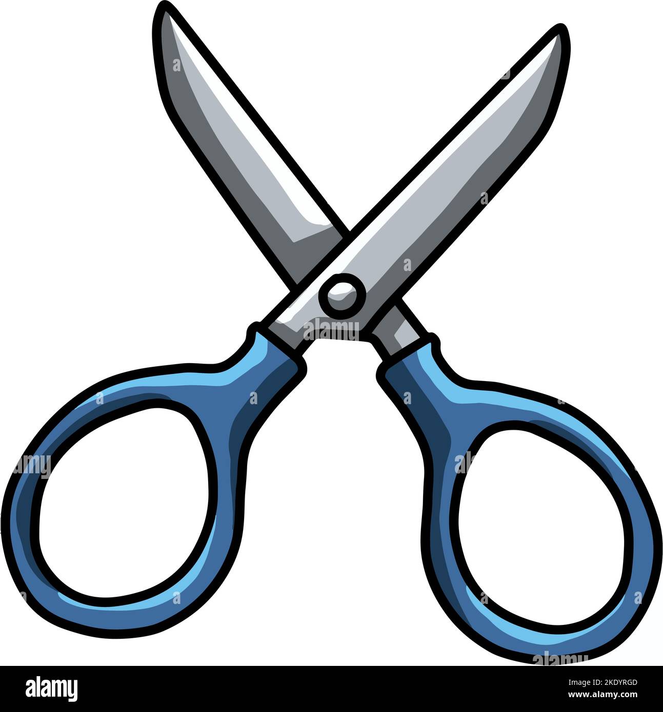 A sharp scissors with blue handle icon isolated on a white background ...