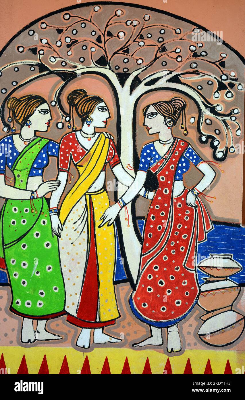 The artistic work wall painting of Indian traditional culture at West ...