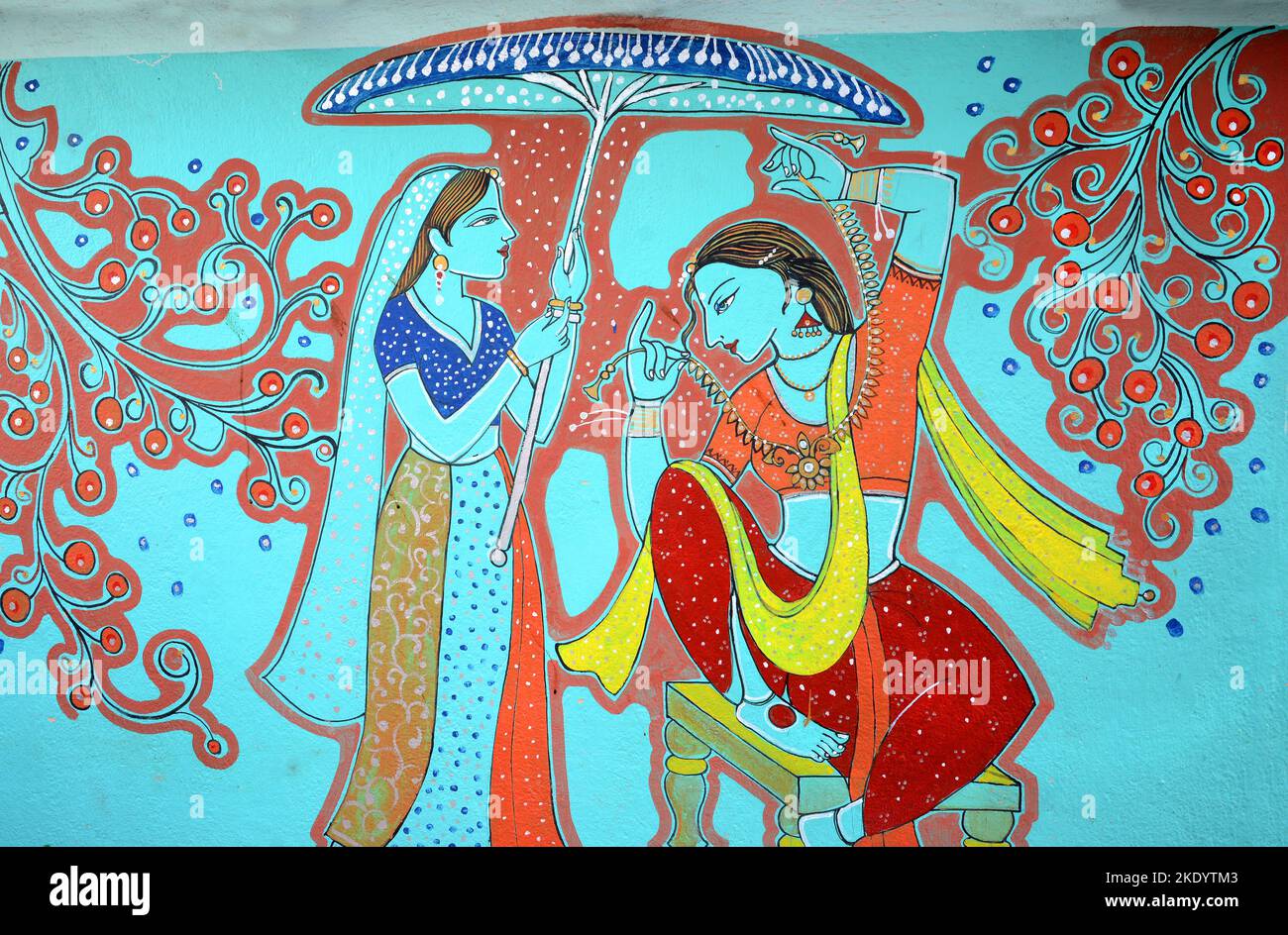 The artistic work wall painting of Indian traditional culture at West ...