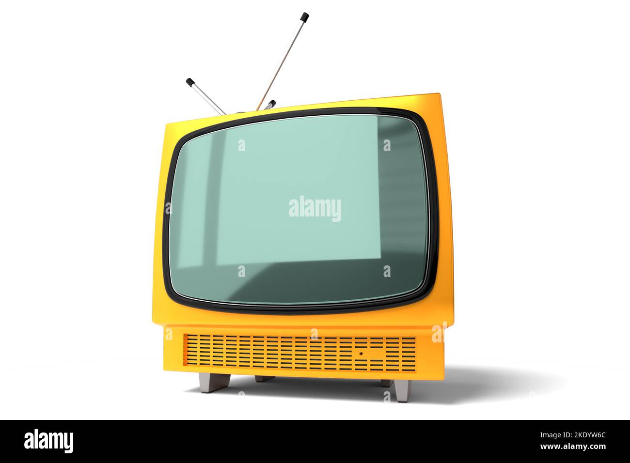 Vintage, retro yellow television set isolated on white background - 3D ...