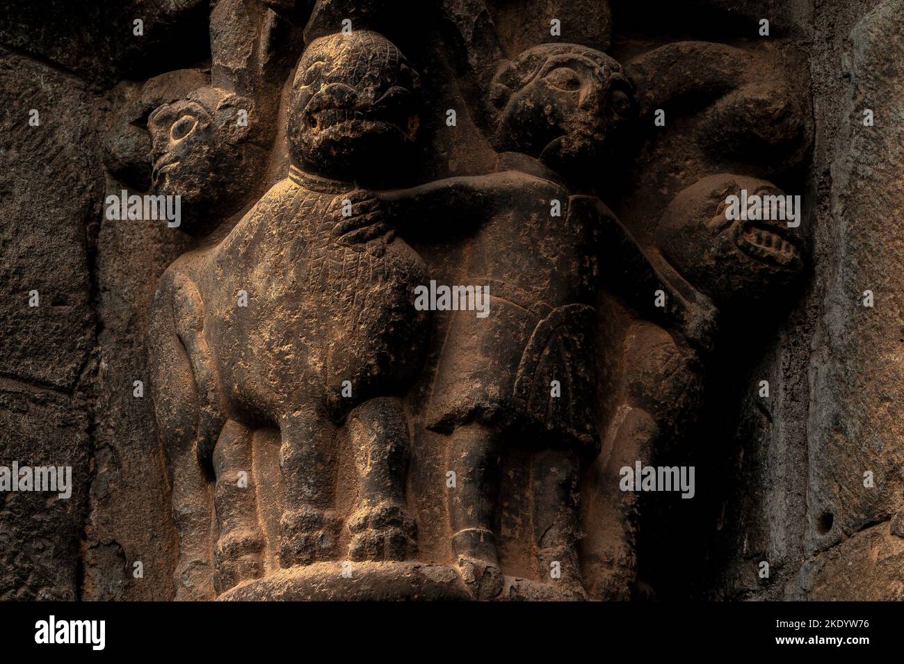 Daniel in the Lions’ Den, depicted by a medieval sculptor as a man ...