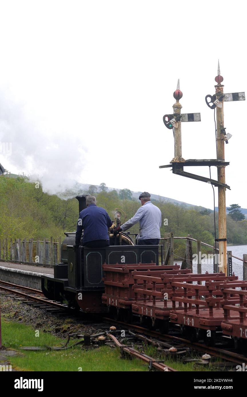 "Winifred" at Llangower with a train of slate wagons Stock Photo - Alamy