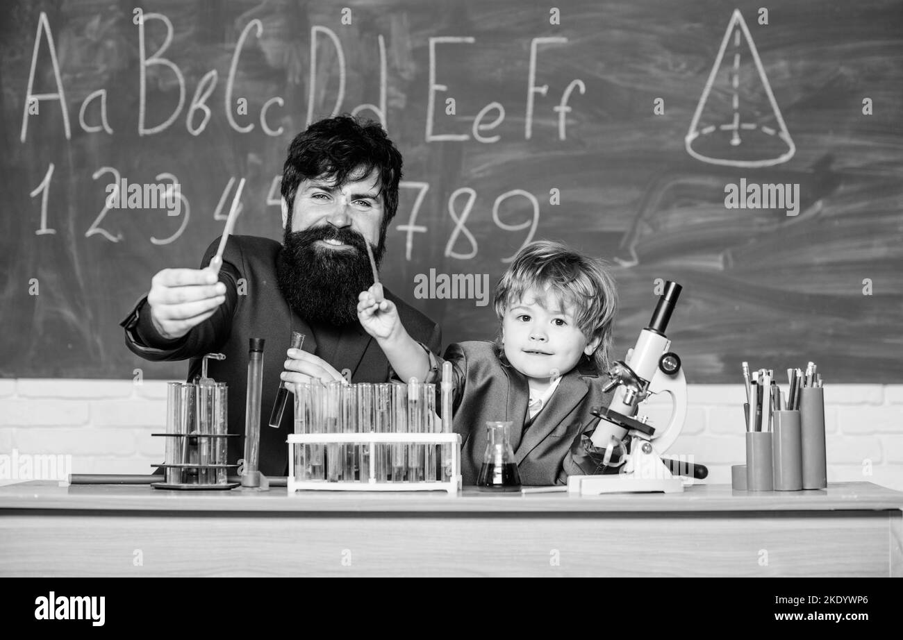 School lesson. Chemical experiment. Difficult focus and complete school ...