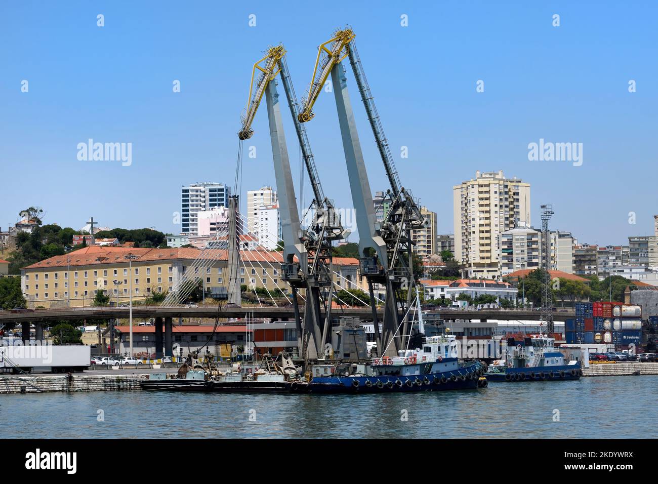 Lisbon port, Container park, Lisbon, Portugal Stock Photo - Alamy