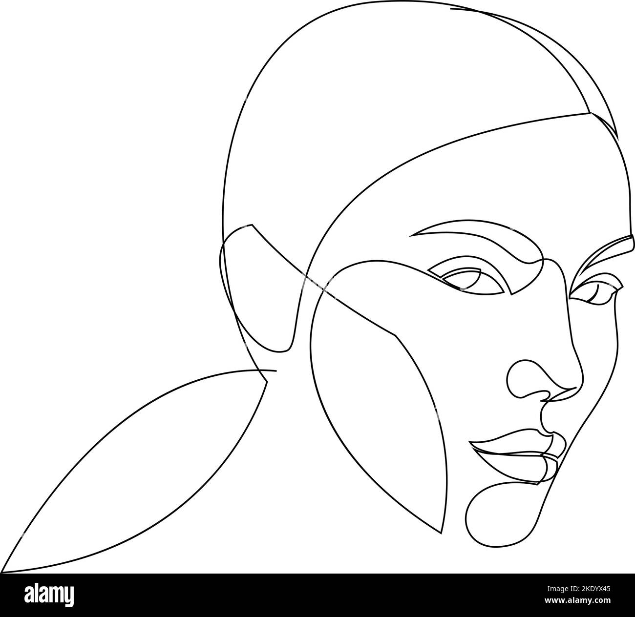 Single line drawing of woman portrait. Abstract hand drawn minimalism ...