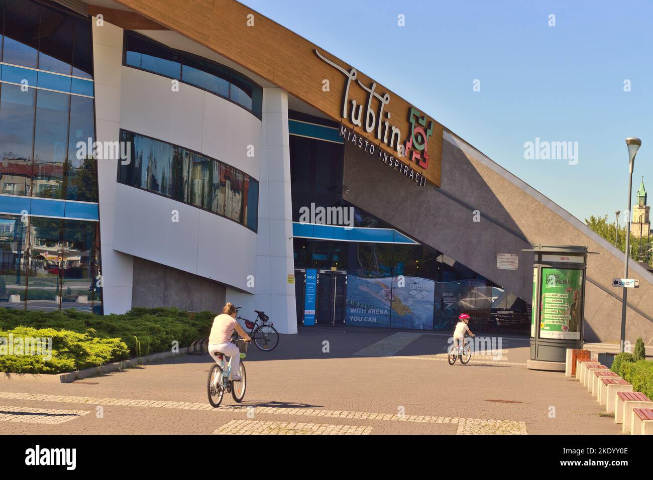 The beautiful exterior of the Aqua Lublin water park building in Lublin ...