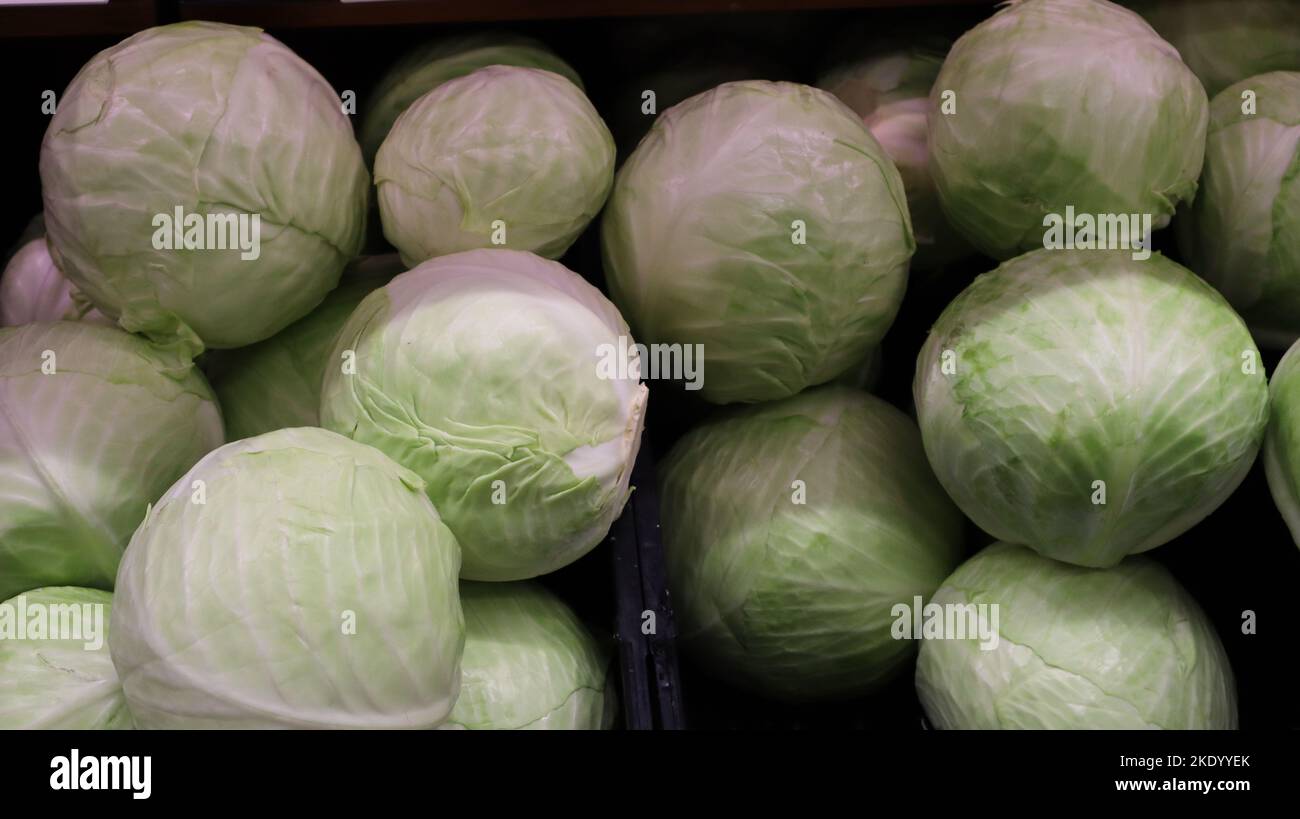 Cabbage in a heap Stock Photo - Alamy