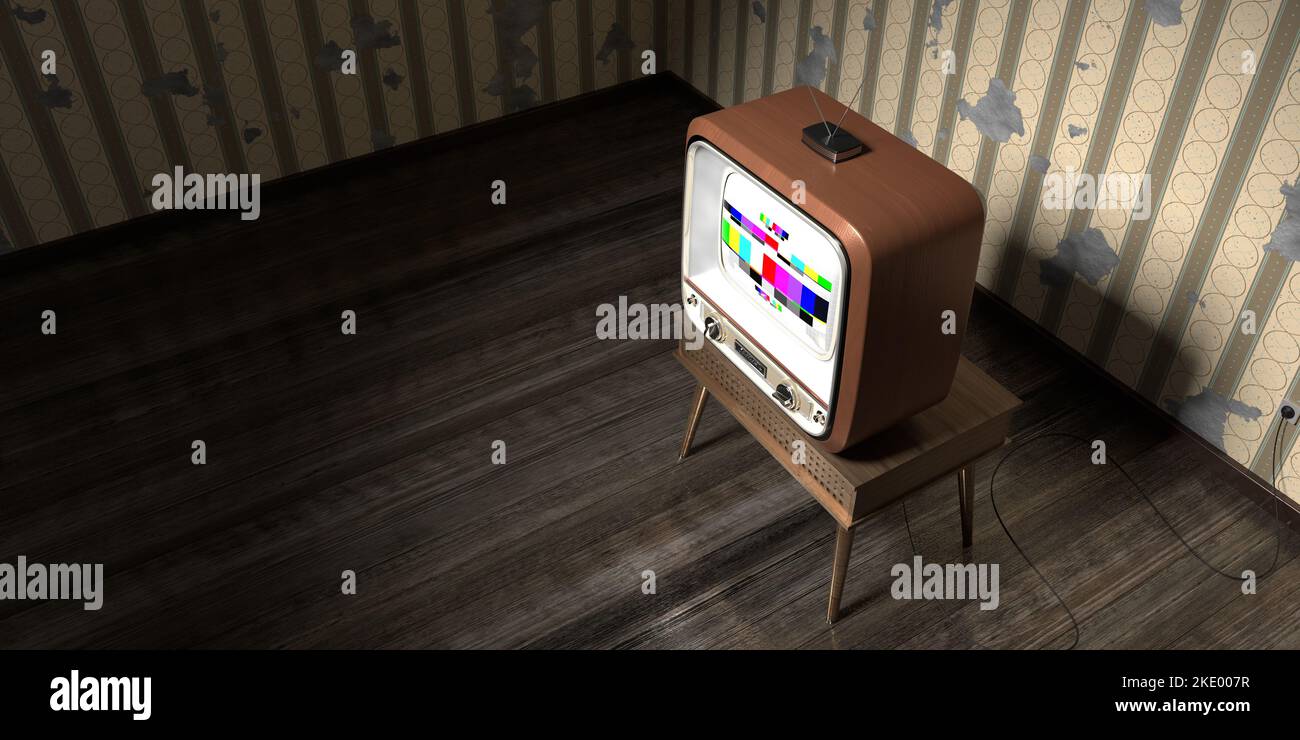 Vintage, retro television set, wallpaper with vertical stripes on ...
