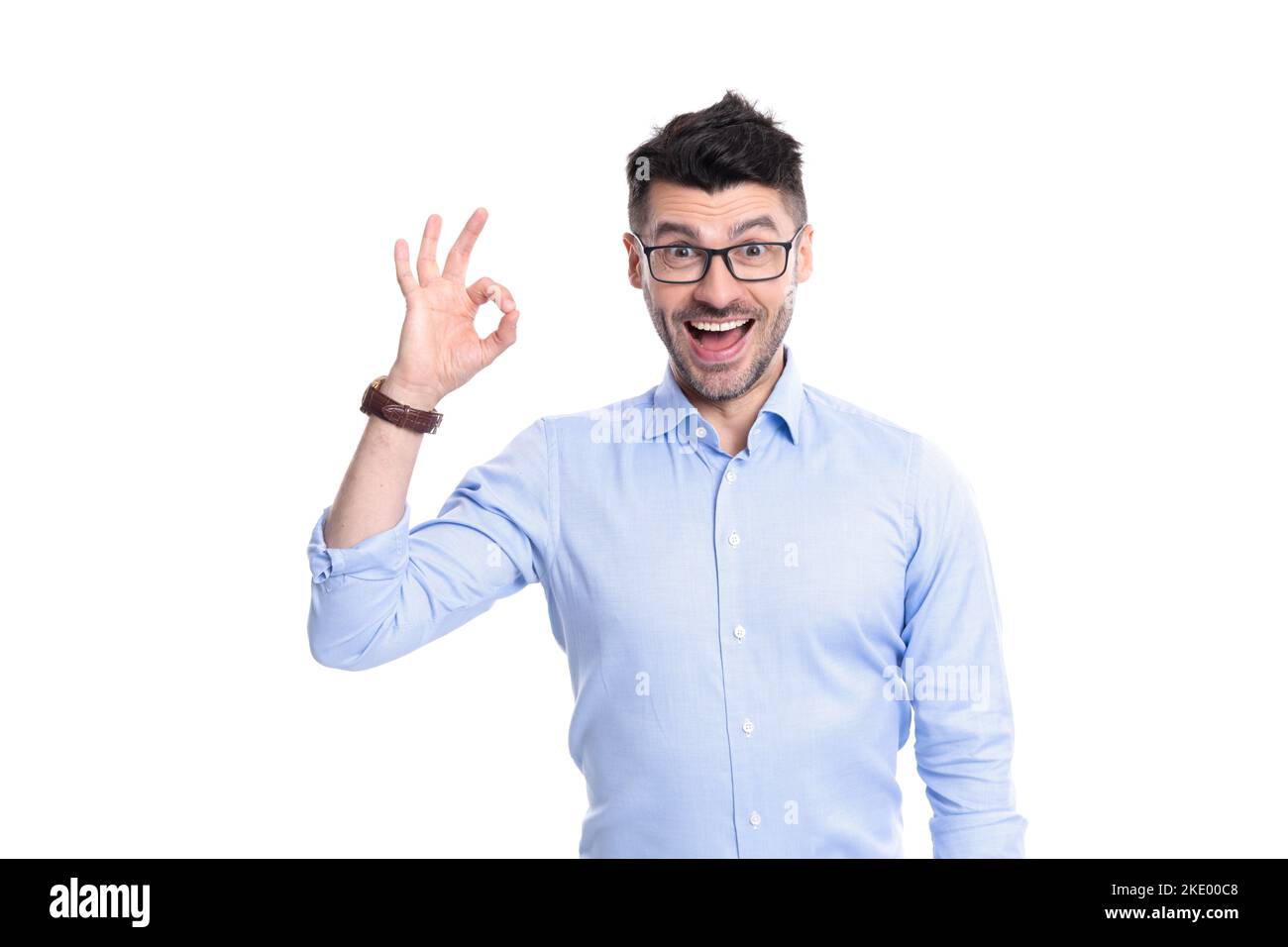 business man in studio. ok gesture of business man. adult business man ...