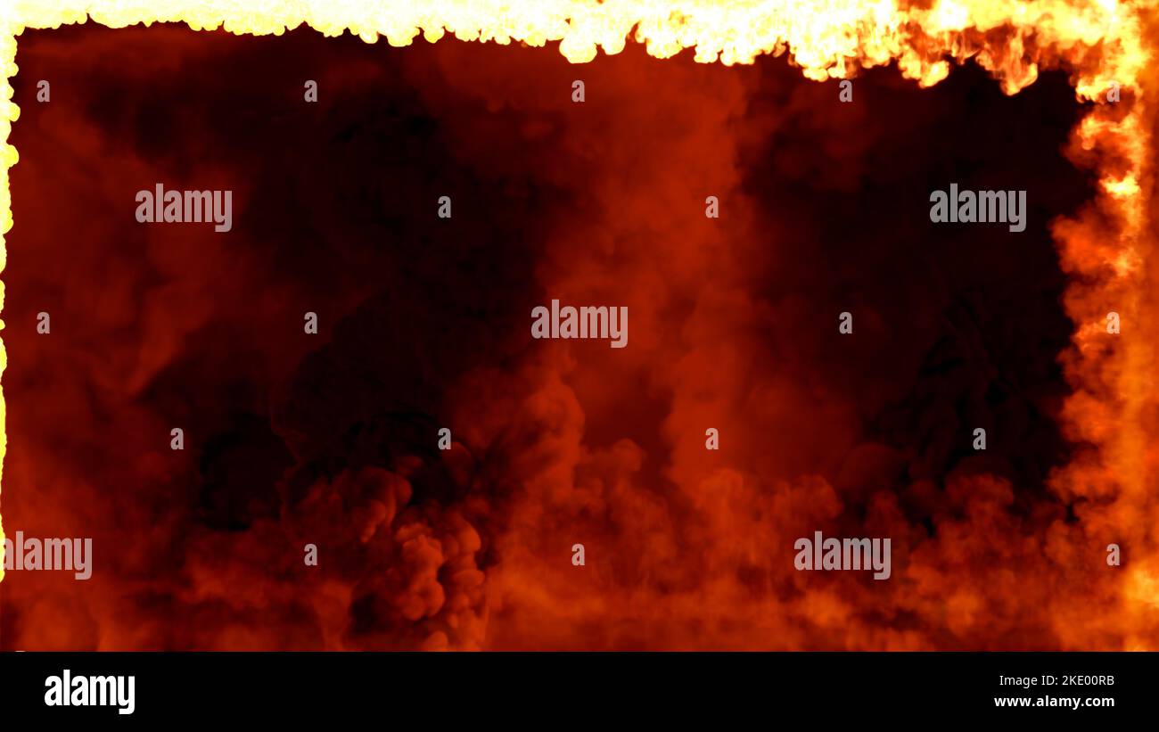 Square screen frame of blazing red fire lines, isolated - object 3D ...