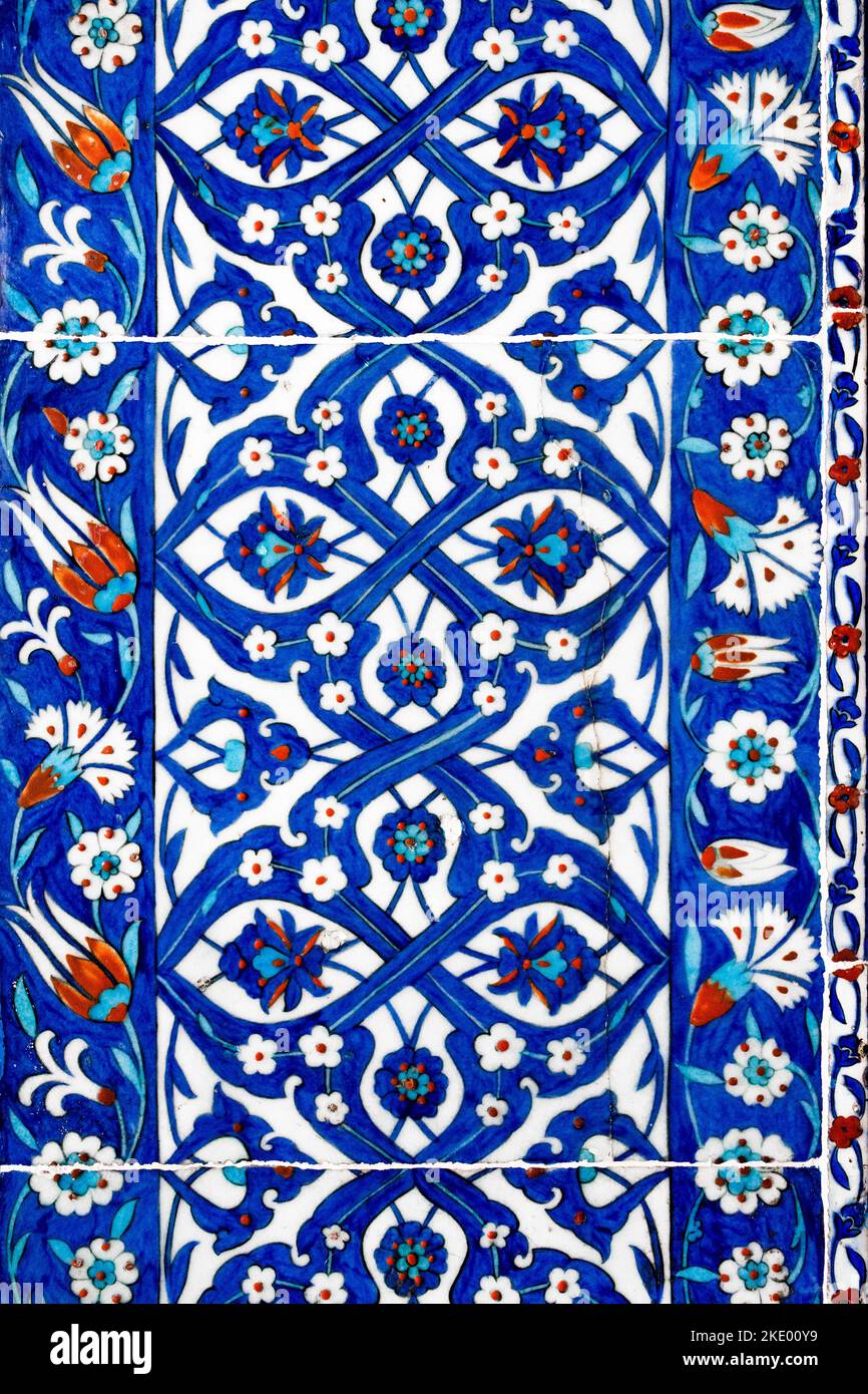 Ancient Ottoman Handmade Tile with floral patterns Stock Photo - Alamy