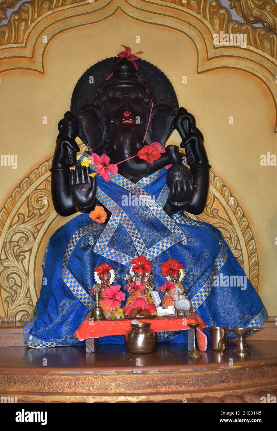 lack color Idol of Lord Ganesha at a temple in Dibrugarh, Assam Stock ...