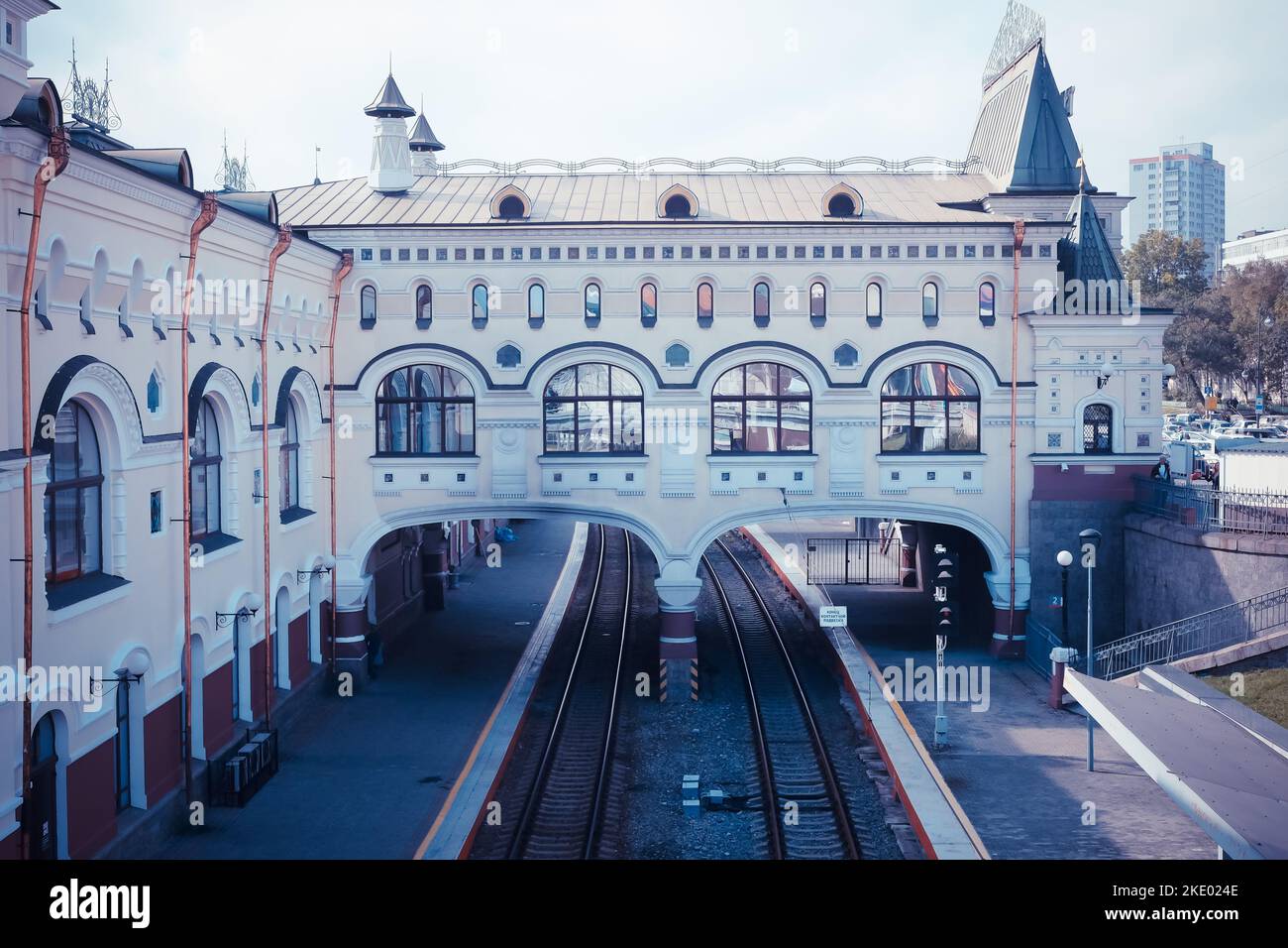 A low-angle view of a modern building in Vladivostok, Russia Stock ...