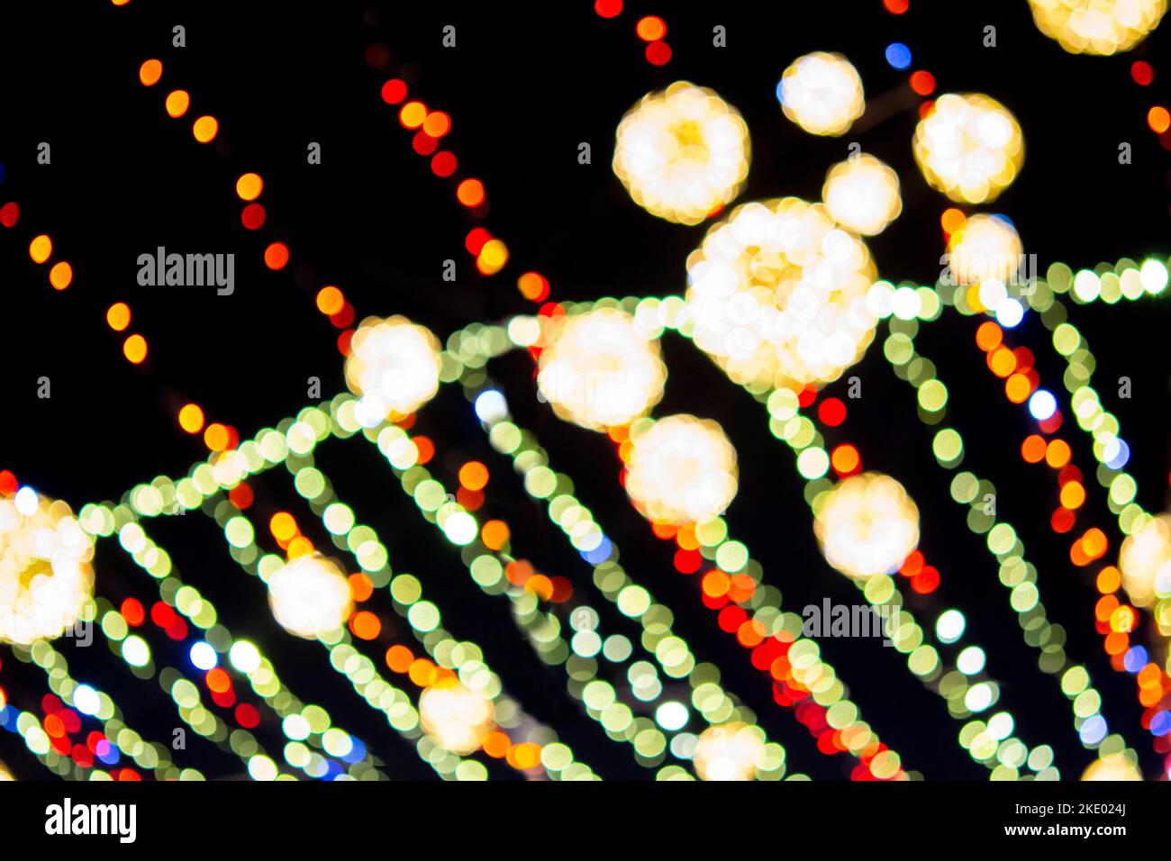 New Year's Christmas tree decorated with luminous multi-colored ...