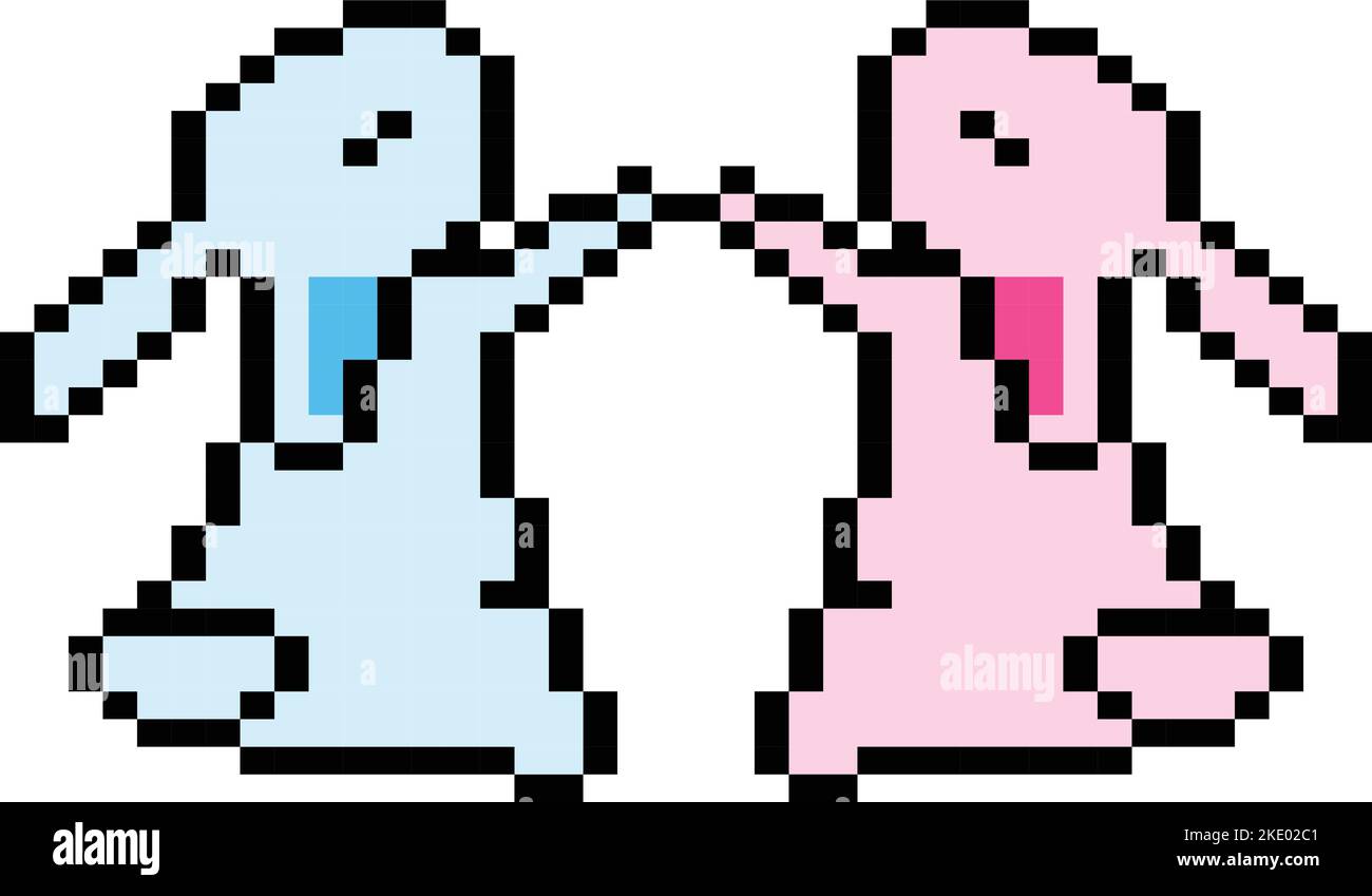 The rabbits in pixel art design isolated on white background Stock ...