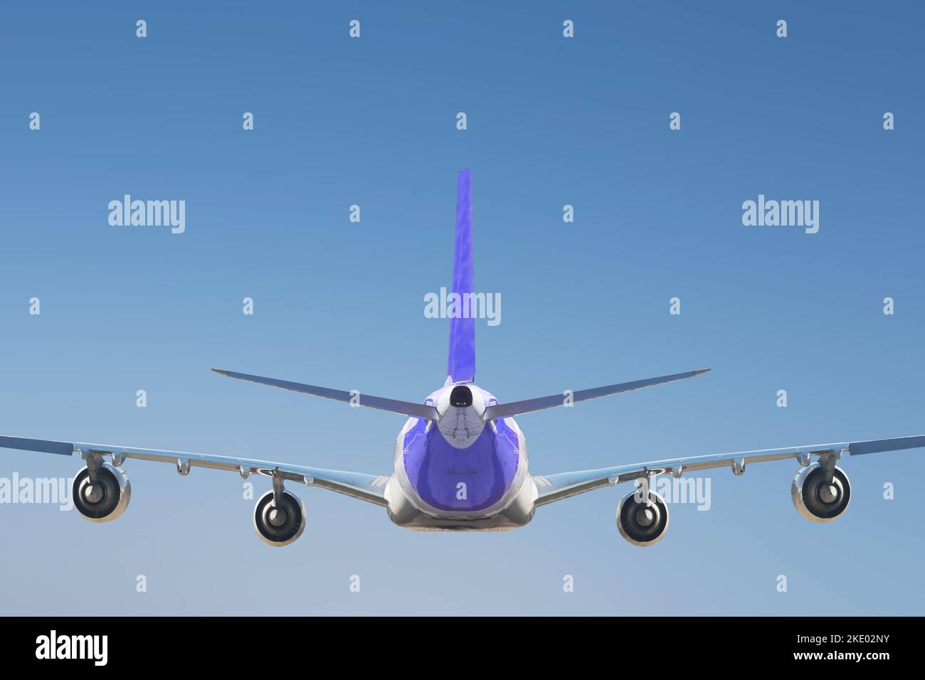 A wide-body airbus flying high in the sky captured from the front Stock ...