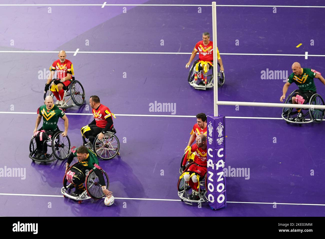 Australia score a try during the Wheelchair Rugby League World Cup ...