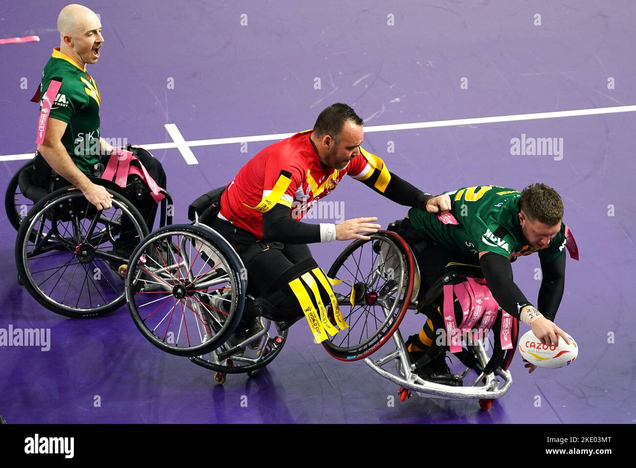 Australia score a try during the Wheelchair Rugby League World Cup ...