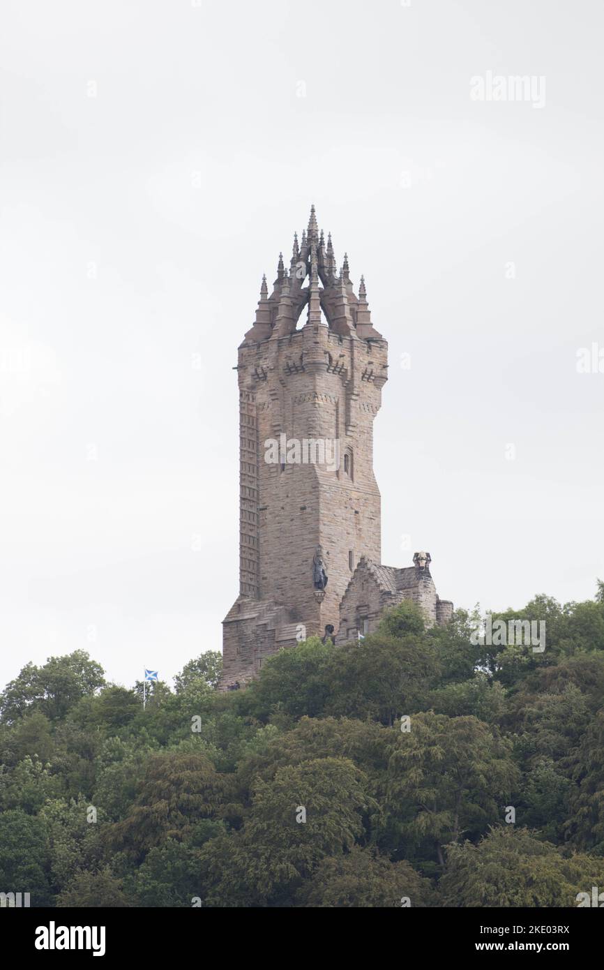 A vertical shot of the famous Wallace monument at Scottish village ...