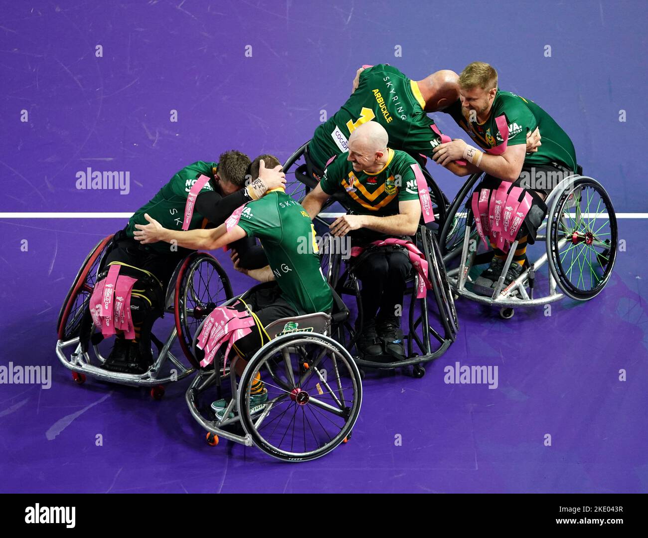 Australia celebrate after scoring a try during the Wheelchair Rugby ... Australia celebrate after scoring a try during the Wheelchair Rugby ...